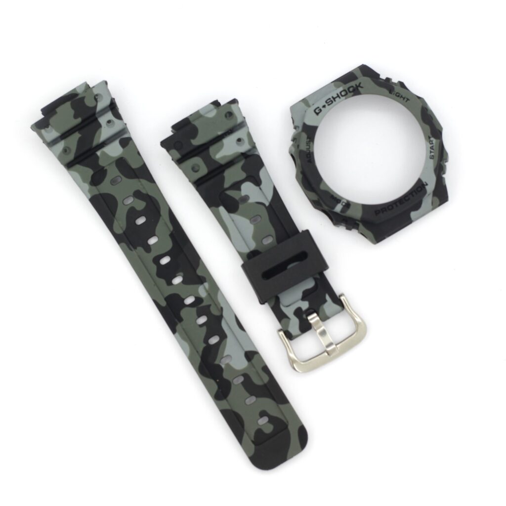 Casio G-Shock GA-2100 Watch Strap with Bazel (Army Grey) - invellastraps